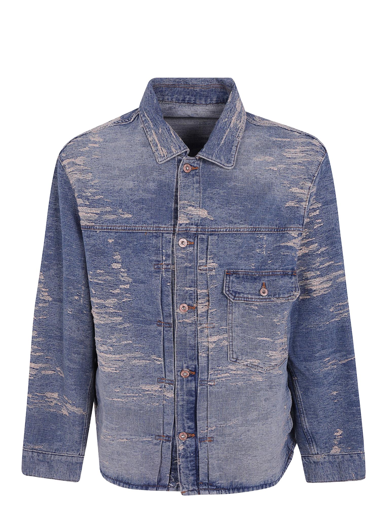 EMPORIO ARMANI Emporio Armani Distressed Denim Trucker Jacket